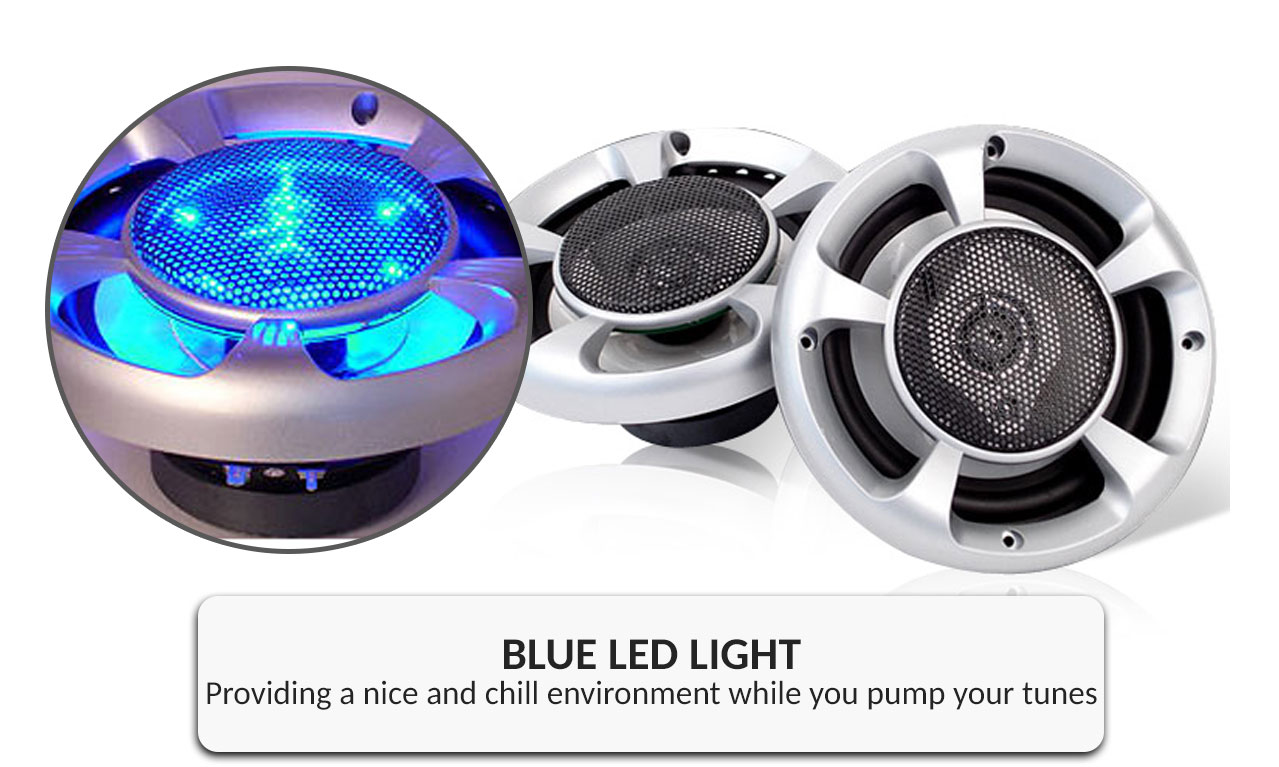 2 MaxTurbo Car Audio Speakers 6.5" Inch Blue LED Light 500W 3-WAY Pair ...